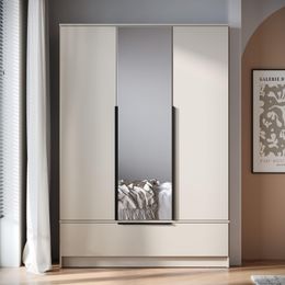 Kleiderschrank Home Affaire "Spirit Kleiderschrank mit Spiegel, Schublade und 2 Kleiderstangen", kaschmir, B:134,5cm H:192,9cm T:51cm, FSC-zertifizierter Holzwerkstoff, Schr&auml;nke, Kleiderschrank, Mit schwarzen Metallgriffen &ndash; viel Stauraum und flexible Aufteilung