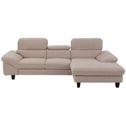 Ecksofa Home Affaire "Pilot L-Form", sand, B:268cm H:73cm T:108cm, 100% Polyester, Feinstruktur 75000 Scheuertouren, Struktur 35000 Scheuertouren, Microfaser 40000, Sofas, Ecksofa, mit Kopfteilverstellung, wahlweise mit Bettfunktion & Bettkasten