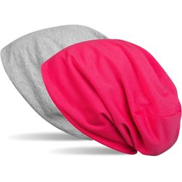 Beanie styleBREAKER "Wende Beanie", Herren, grau (grau meliert, pink), Obermaterial: 50% Viskose CV. 50% Polyester PES., Modisch, M&uuml;tzen Beanie