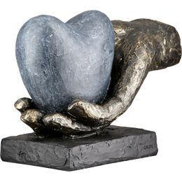 Skulptur Gilde "Skulptur Heart in your Hand", bronzefarben, B:18cm H:12cm T:10cm, Kunstharz, Dekofiguren