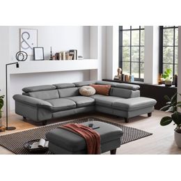 Ecksofa Home Affaire "Pilot L-Form", fango, B:266cm H:73cm T:108cm, 100% Polyester; Feinstruktur 75000 Scheurtouren; Struktur 35000 Scheuertouren, Mikrofaser 40000 Scheuertouren, Sofas, Ecksofa, mit Kopfteilverstellung, wahlweise mit Bettfunktion & Bettkasten