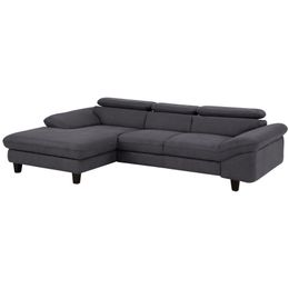 Ecksofa Home Affaire "Pilot L-Form", anthrazit, B:268cm H:73cm T:108cm, 100% Polyester, Feinstruktur 75000 Scheuertouren, Struktur 35000 Scheuertouren, Microfaser 40000, Sofas, Ecksofa, mit Kopfteilverstellung, wahlweise mit Bettfunktion & Bettkasten