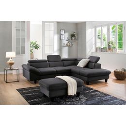 Ecksofa Home Affaire "Pilot L-Form", anthrazit, B:266cm H:73cm T:108cm, 100% Polyester; Feinstruktur 75000 Scheurtouren; Struktur 35000 Scheuertouren, Mikrofaser 40000 Scheuertouren, Sofas, Ecksofa, mit Kopfteilverstellung, wahlweise mit Bettfunktion & Bettkasten