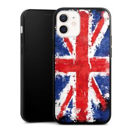 DeinDesign iPhone 12 mini Handy Slim Case extra d&uuml;nn Silikon Handyh&uuml;lle schwarz H&uuml;lle Union Jack England Flag Silikon Slim Case
