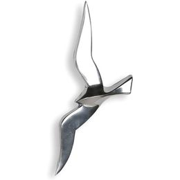 Wanddekoobjekt Gilde "Wandobjekt Vogel Flying Bird", silberfarben, B:14cm H:34cm T:2,5cm &Oslash;:0cm, Aluminium, Wanddekoobjekte