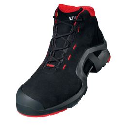 Sicherheitsschuh Uvex "1 x-tended support Schn&uuml;rstiefel" Gr. 42, schwarz (schwarz, rot), 42, Obermaterial: 100% sonstige Fasern AF., Schuhe