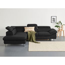 Ecksofa COTTA "Driver L-Form", charcoal, B:268cm H:73cm T:214cm, Kunstleder SOFTLUX;LEDER BEEFY (ein abgedecktes Spalt-Rindsleder) im Sitz und R&uuml;cken (Korpus in Kunstleder);Luxus-Kunstleder;Leder Pampas (echtes Rindsleder) im Sitz und R&uuml;cken (R&uuml;ckseite mit Spannstoff bezogen), Sofas, Ecksofa, mit Kopfteilverstellung, wahlweise mit Bettfunktion & Bettkasten