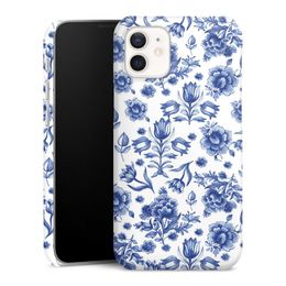 DeinDesign iPhone 12 mini Handy Premium Case Smartphone Handyh&uuml;lle Schutzh&uuml;lle gl&auml;nzend Muster Flowers Delfts Blauw Premium Case