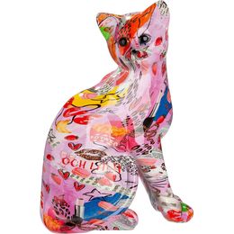 Skulptur Gilde "Figur Katze OOH LALA", mehrfarbig, B:21cm H:29cm T:16cm, Kunstharz, Dekofiguren