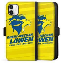 DeinDesign iPhone 11 Handy Klapph&uuml;lle Handyh&uuml;lle aus Kunst Leder schwarz Flip Case Rnl Official Licensed Product Rhein-Neckar-L&ouml;wen Sideflip mit Lasche