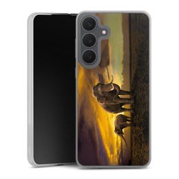 DeinDesign Galaxy S25 FE Handy Slim Case Silikon Handyh&uuml;lle transparent H&uuml;lle extra d&uuml;nn Sunshine Elefant Sunset Silikon Slim Case