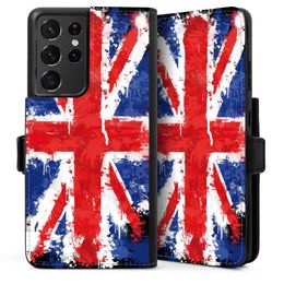 DeinDesign Galaxy S21 Ultra 5G Handy Klapph&uuml;lle Handyh&uuml;lle aus Kunst Leder schwarz Flip Case Union Jack England Flag Sideflip mit Lasche