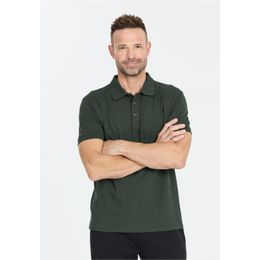 Poloshirt NOU "Harrold V2", Herren, Gr. L, dunkelgr&uuml;n, schwarz, 96% Baumwolle, 4% Elasthan, unifarben, normal, V-Ausschnitt, Shirts, Schmucklos
