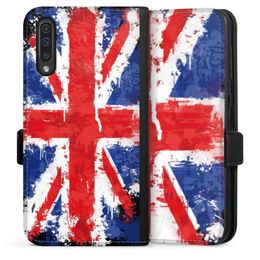 DeinDesign Galaxy A50 Handy Klapph&uuml;lle Handyh&uuml;lle aus Kunst Leder schwarz Flip Case Union Jack England Flag Sideflip mit Lasche
