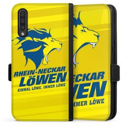 DeinDesign Galaxy A50 Handy Klapph&uuml;lle Handyh&uuml;lle aus Kunst Leder schwarz Flip Case Official Licensed Product Rhein-Neckar-L&ouml;wen Rnl Sideflip mit Lasche
