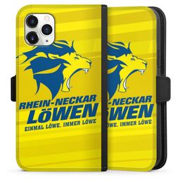 DeinDesign iPhone 11 Pro Handy Klapph&uuml;lle Handyh&uuml;lle aus Kunst Leder schwarz Flip Case Rnl Official Licensed Product Rhein-Neckar-L&ouml;wen Sideflip mit Lasche
