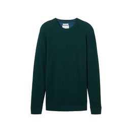 Tom Tailor Herren Strickpullover aus Baumwolle, gr&uuml;n, Uni, Gr. XXL