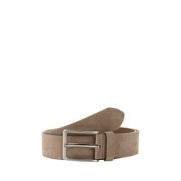 Tom Tailor Herren TTGEORGE Velourlederg&uuml;rtel mit eckiger Dornschlie&szlig;e, beige, Uni, Gr. 105
