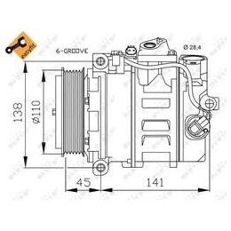 NRF Kompressor, Klimaanlage EASY FIT 32214 12V f&uuml;r MERCEDES-BENZ PUCH A0002305111 A0022301911 0022307211