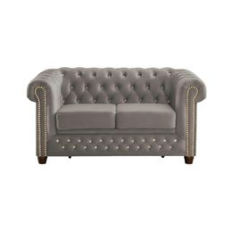 S-STYLE Chesterfield Einzelsofa Cleo Blink grau Ma&szlig;e (cm): B: 148 H: 72 Sofas > Sofas nach Material > Stoffsofas &raquo; Sofa DE