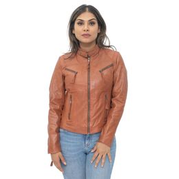 L&auml;ssige Slim-Fit-Bikerjacke aus Leder f&uuml;r Damen &ndash; Tulsa