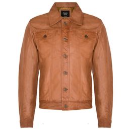 Trucker Slim Fit Lederhemd-Jeansjacke