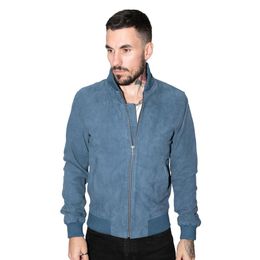 Herren-Bomberjacke aus Varsity-Leder im Retro-Stil aus Ziegenwildleder &ndash; Athen