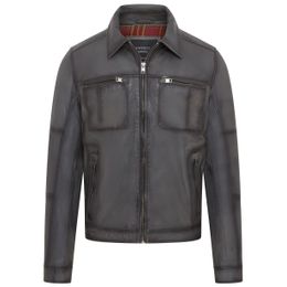 Graue klassische Bikerjacke aus Leder f&uuml;r Herren - Bettles