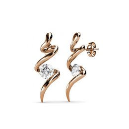 Spiralf&ouml;rmige Ohrringe - Rose Gold und Kristall