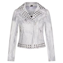 Damen Gothic Biker-Lederjacke mit Nieten-Bilbao