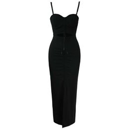 Puma x Rihanna Fenty Front Ruched Cut Out Black Womens Dress 577296 01
