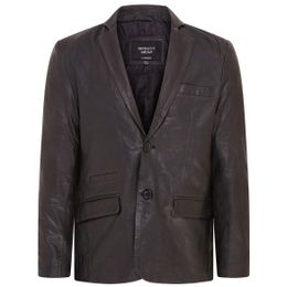 Schwarze schmale italienische Blazerjacke aus Leder f&uuml;r Herren - Somero