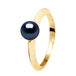DIADEMA - Ring - Diamanten und Gelbgold - Echte S&uuml;&szlig;wasserperlen - Schwarzer Tahitian Style