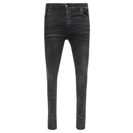 Amiri Slim Fit Distressed Amiri Logo Aged Black Denim-Jeans