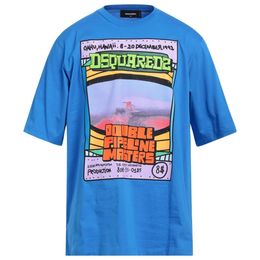 Dsquared2 Double Pipeline Masters Design Skater Fit Blaues T-Shirt