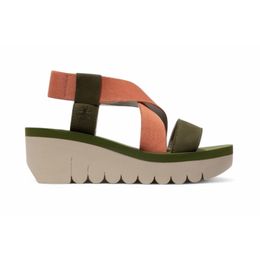 Fly London Damen YABI922FLY Gr&uuml;n Ros&eacute;gold Cupido Ledersandalen Espadrille Plateau Wedges