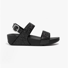 fitflop LULU GLITTER Damen Sandalen mit R&uuml;ckenriemen Schwarz Glitzer