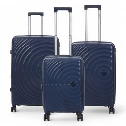 Erweiterbarer Hartschalen-Handgep&auml;ckkoffer mit 8 R&auml;dern, Marineblau