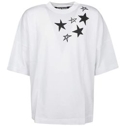 Palm Angels Shooting Stars Overlogo &Uuml;bergro&szlig;es wei&szlig;es T-Shirt