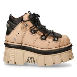 New Rock M-106-S40 Beige Gothic-Stiefeletten aus Leder mit Plateau