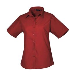 Premier - Bluse f&uuml;r Damen kurz&auml;rmlig (Burgunderrot)