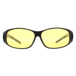 Montana Rectangle Unisex Matte Black Yellow Polarized MFO1 Fit Over Glasses Night Driving Sunglasses