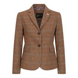 Tailored Fit Tweed-Blazer mit Fischgr&auml;tenmuster f&uuml;r Damen in Oak Brown