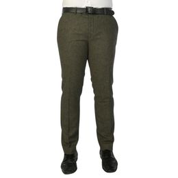 Paul Andrew Olivgr&uuml;ne Herrenhose aus Wollmischung und Tweed