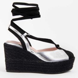 Montevita Espadrille Mit Keilabsatz Balenci6 Silber