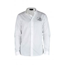 Philipp Plein Gold Cut LS Skull Hemd Wei&szlig;