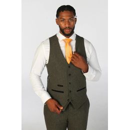 Paul Andrew Olivgr&uuml;ne Herrenweste aus Wollmischung mit Tweed