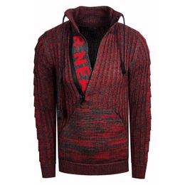Rusty Neal 1/2 Zip Grobstrick Stehkragen-Pullover