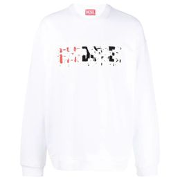 Wei&szlig;es Diesel-Sweatshirt mit doppeltem Destroyed-Logo