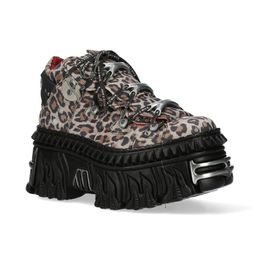 New Rock M-106WALL-C56 Gothic Plateau-Stiefeletten aus Leder mit Leopardenmuster